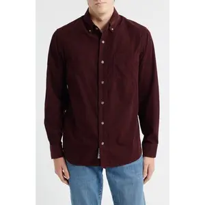 SCHOTT Pinwale Corduroy Button Down Shirt - Burgundy