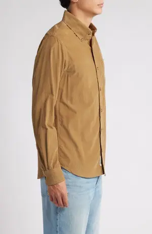 SCHOTT Pinwale Corduroy Button Down Shirt - Khaki