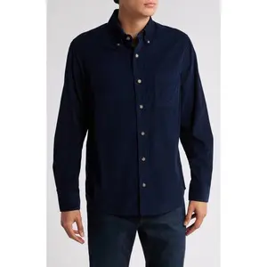 SCHOTT Pinwale Corduroy Button Down Shirt - Navy