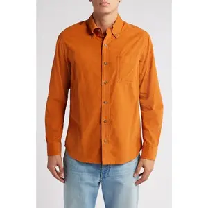 SCHOTT Pinwale Corduroy Button Down Shirt - Rust