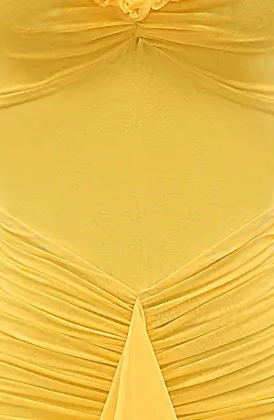 House Of Cb Gabbi Ruffle Mesh High-low Cocktail Dress - Yellow
