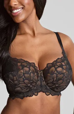 Panache Allure Underwire Stretch Lace Full Coverage Bra - Black/ Latte
