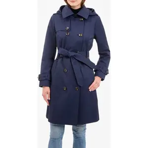 London Fog Cotton Blend Trench Coat - Midnight Navy