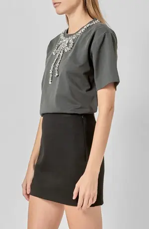 English Factory Embellished Bow Top