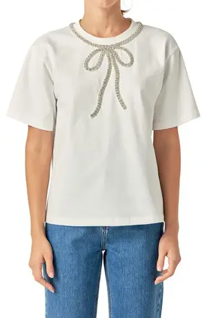English Factory Embellished Bow Top