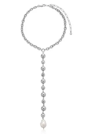 Ettika Cultured Freshwater Pearl Y-necklace - Silver