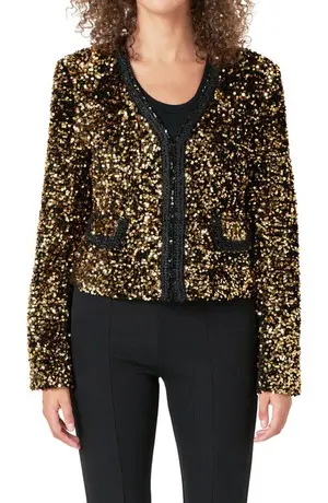 Endless Rose Sequin Padded Shoulder Jacket