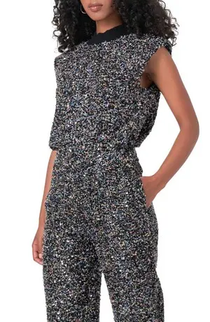 Endless Rose Cap Sleeve Bouclé Tweed Top