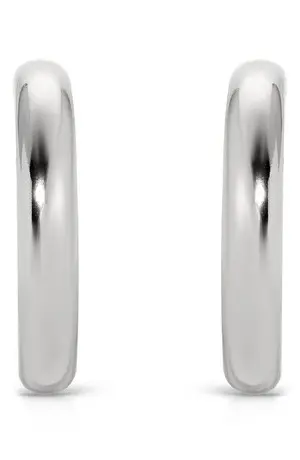 Ettika Medium Thick Hoop Earrings - Rhodium