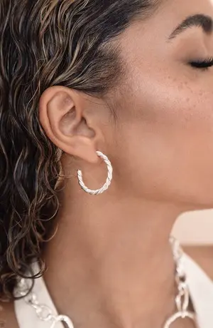 Ettika Twisted Hoop Earrings - Silver