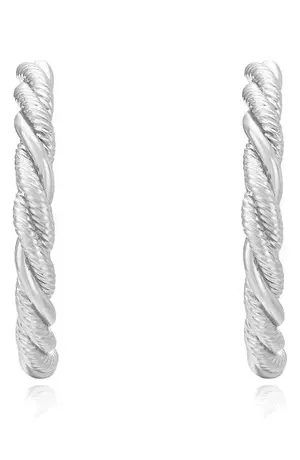 Ettika Twisted Hoop Earrings - Silver