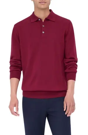 Bugatchi Merino Wool Polo Sweater Burgundy
