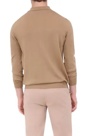 Bugatchi Merino Wool Polo Sweater - Camel