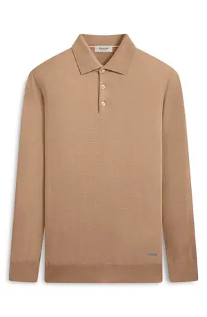 Bugatchi Merino Wool Polo Sweater - Camel