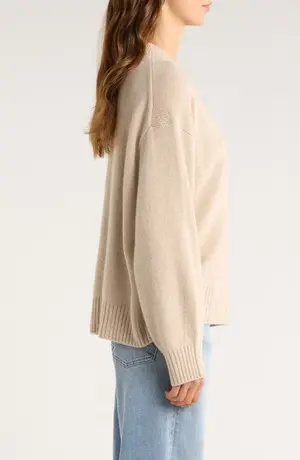REFORMATION Cove Oversized Crewneck Cashmere Blend Sweater - Wheat