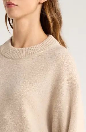 REFORMATION Cove Oversized Crewneck Cashmere Blend Sweater - Wheat