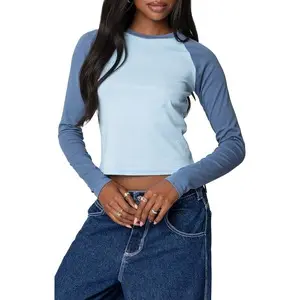 EDIKTED Raya Long Sleeve T-shirt - Blue