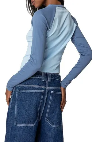 EDIKTED Raya Long Sleeve T-shirt - Blue