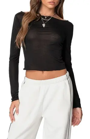 EDIKTED Rach Semisheer Boat Neck Top