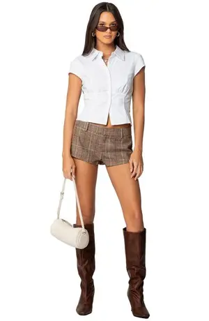 EDIKTED Phoeby Plaid Low Rise Shorts