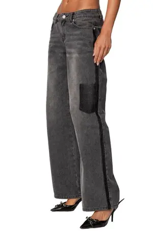 EDIKTED Deconstructed Wide Leg Jeans