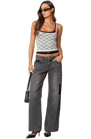 EDIKTED Deconstructed Wide Leg Jeans