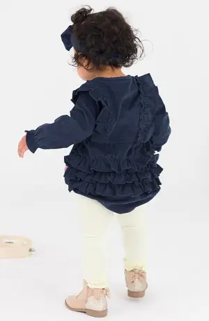 RUFFLEBUTTS Cotton Corduroy Bubble Romper & Leggings Set