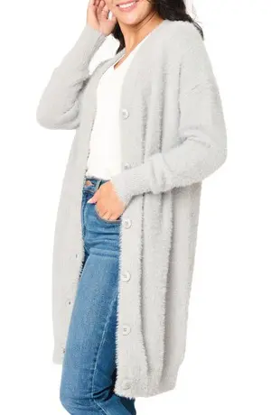 GIBSONLOOK Eyelash Cozy Cardigan - Silver