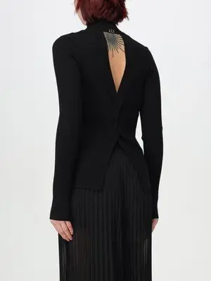 TWINSET Ribbed Turtleneck Sweater With Back Detail - Black