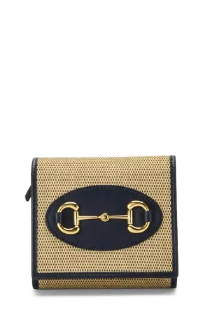 Gucci Canvas Horsebit Compact Wallet - Navy