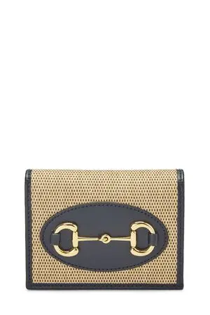 Gucci Canvas Horsebit Compact Wallet - Navy
