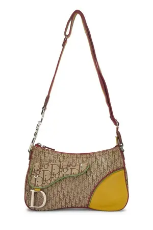 Dior Trotter Canvas Rasta Double Saddle Bag - Beige