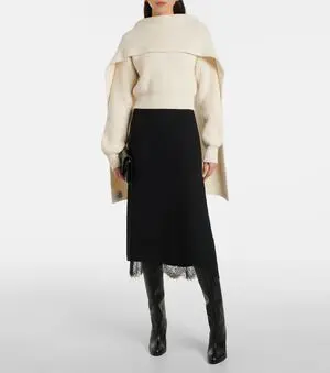 Erdem Cropped Wool And Cashmere Sweater With Scarf