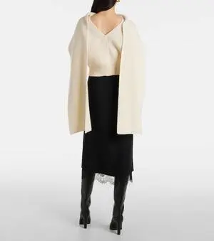 Erdem Cropped Wool And Cashmere Sweater With Scarf