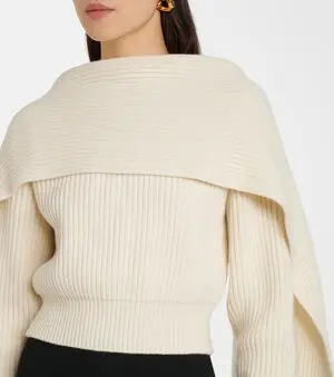 Erdem Cropped Wool And Cashmere Sweater With Scarf