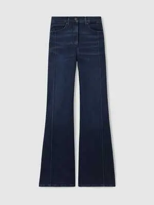 REISS Heather Stretch-cotton Wide-leg Jeans - Dark Blue