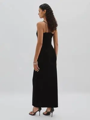 UNDRESS CODE Plunge-neck Velvet Maxi Dress