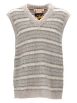 Marni Fuzzy Wuzzy Striped Vest - Gray