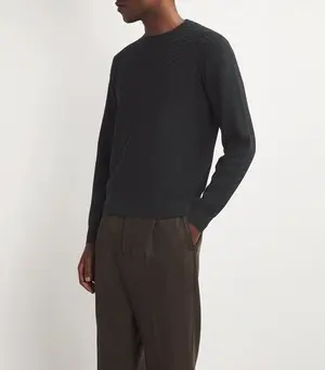 Brioni Cotton-silk-cashmere Trama Weave Crew Neck Sweater
