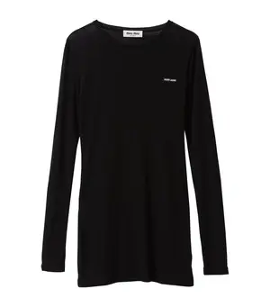 Miu Miu Cotton Mini Dress With Logo