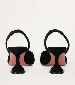Amina Muaddi Suede Holli Slingback Pumps 70 - Black