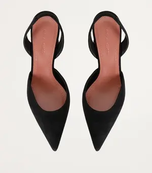 Amina Muaddi Suede Holli Slingback Pumps 70 - Black