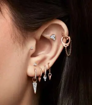MARIA TASH Invisible-set Diamond Triangle Single Stud Earring - Gold