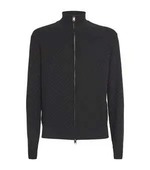 Brioni Cotton-silk-cashmere Zipped Sweater - Black