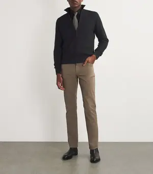 Brioni Cotton-silk-cashmere Zipped Sweater - Black