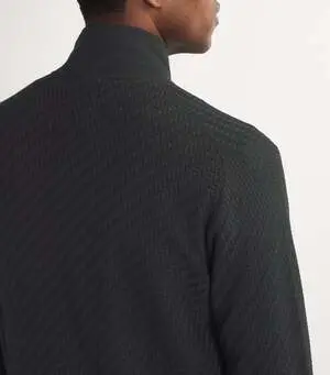 Brioni Cotton-silk-cashmere Zipped Sweater - Black