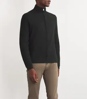 Brioni Cotton-silk-cashmere Zipped Sweater