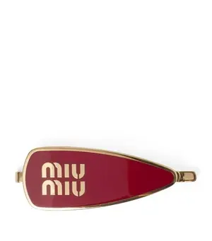 Miu Miu Enamel Logo Hair Clip - Red