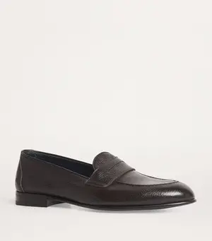 Brioni Grained Deerskin Leather Appia Loafers