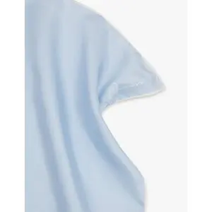 REISS Ceremony Contrast-piping Silk Pocket Square - Light Blue